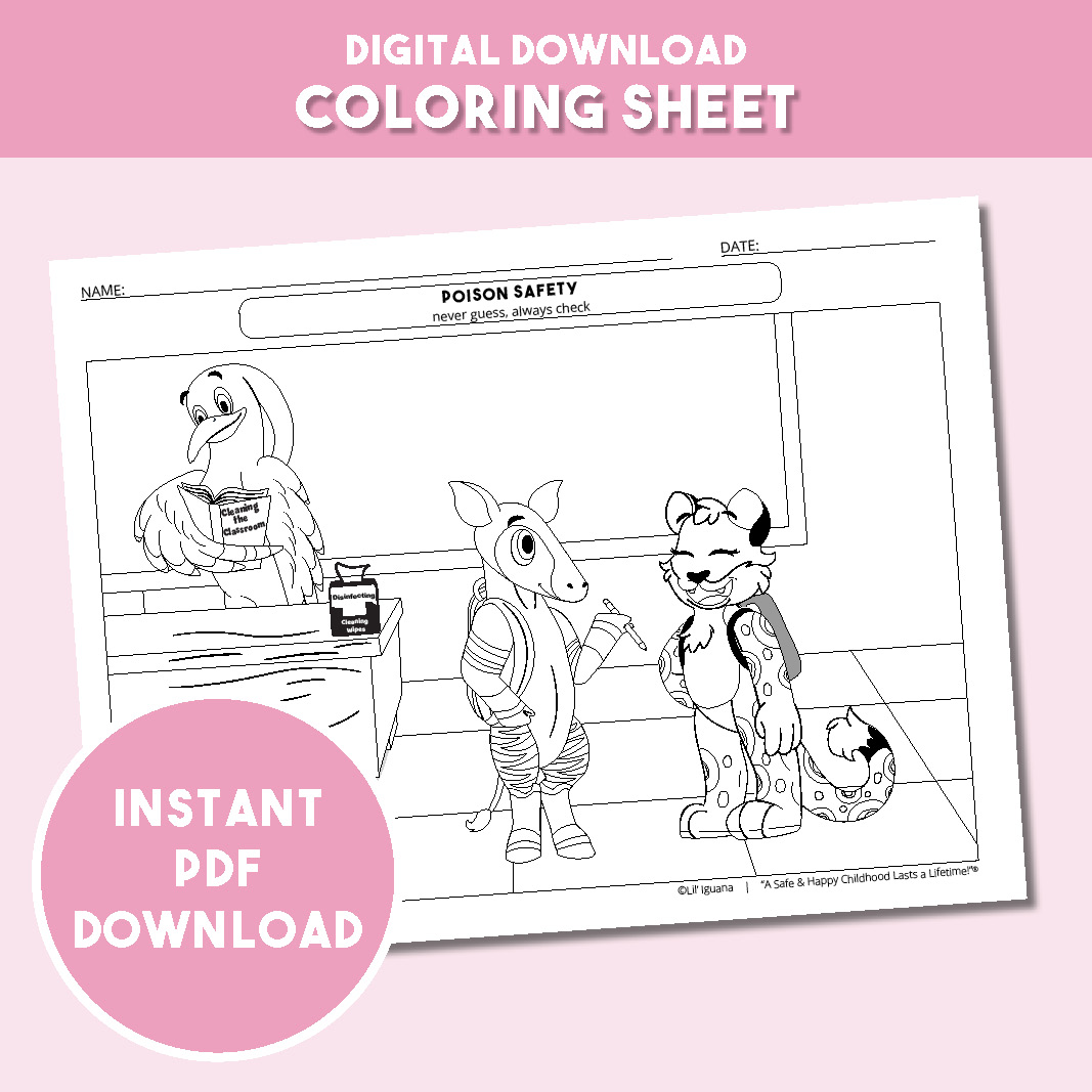 Poison Safety – Coloring Sheet - Lil' Iguana