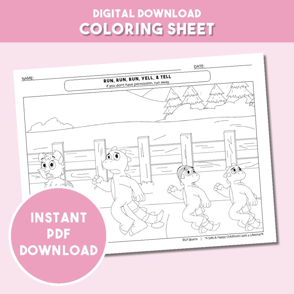 Run Run Run Yell & Tell – Coloring Sheet - Lil' Iguana