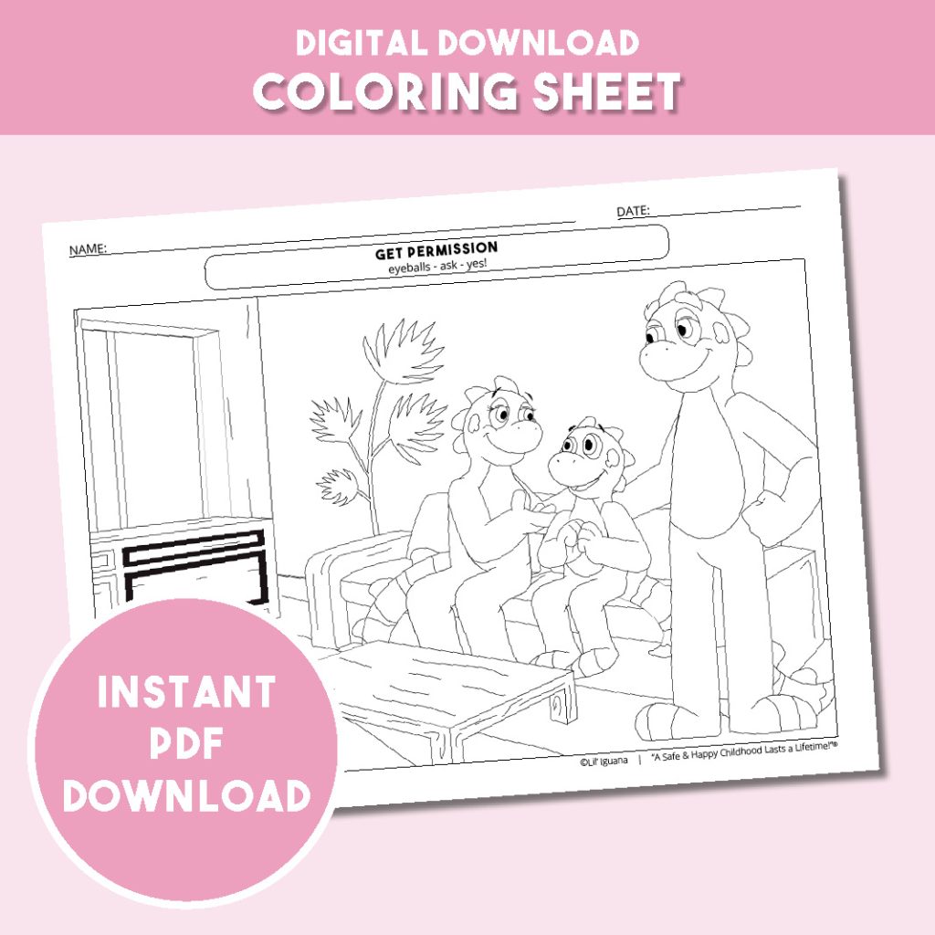 Get Permission – Coloring Sheet - Lil' Iguana