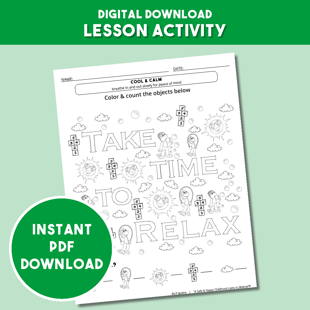 Cool & Calm Activity – Color & Count - Lil' Iguana