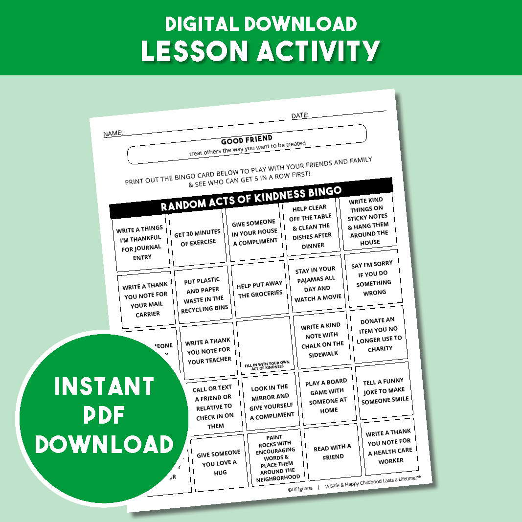 Good Friend Activity – Bingo - Lil' Iguana