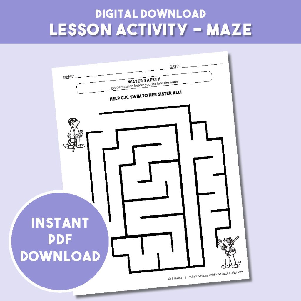 Water Safety Activity – Maze - Lil' Iguana