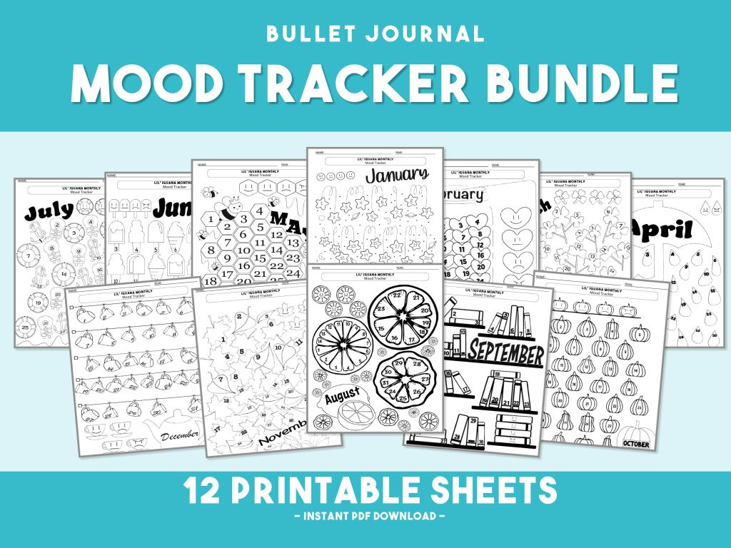 12 Months of Mood Tracker Worksheets