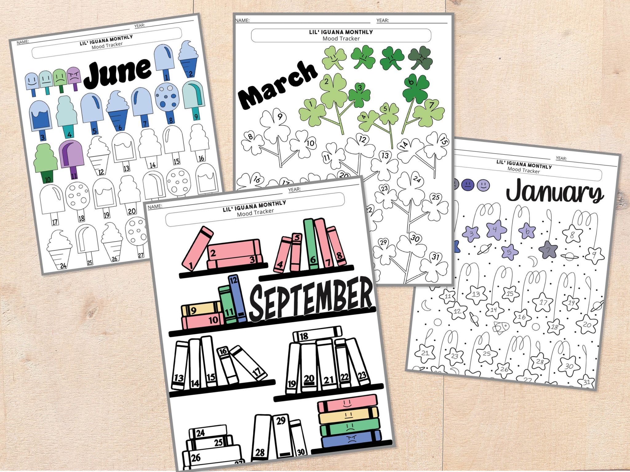 12 Months of Mood Tracker Worksheets