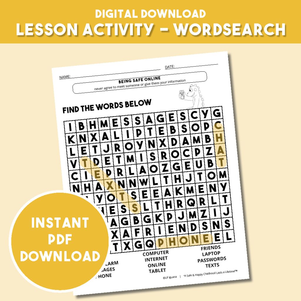 Being Safe Online Activity – Word Search - Lil' Iguana