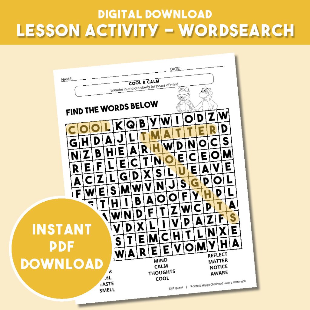 Cool & Calm Activity – Word Search - Lil' Iguana