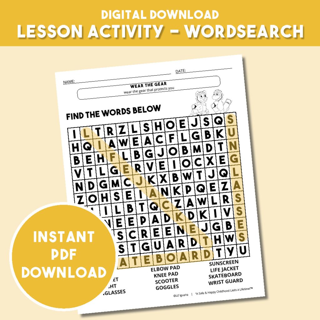 Wear the Gear Activity – Word Search - Lil' Iguana