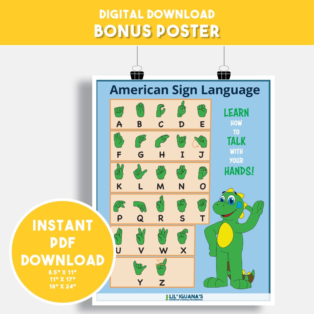 Lil' iguana's American Sign Language Alphabet Digital Poster