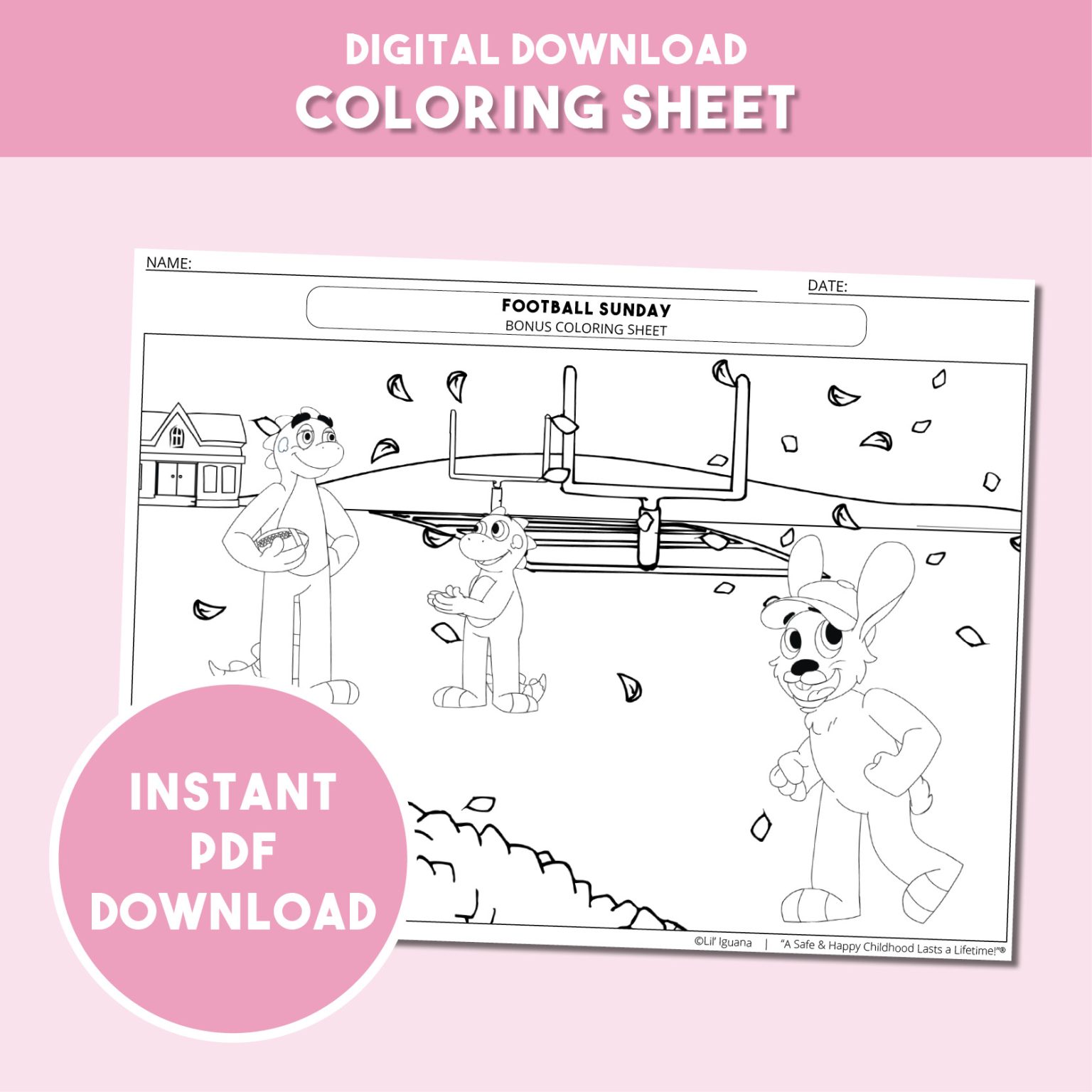 Football Sunday – Coloring Sheet - Lil' Iguana
