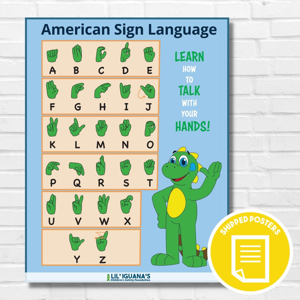 Printed Poster: American Sign Language Alphabet - Lil' Iguana