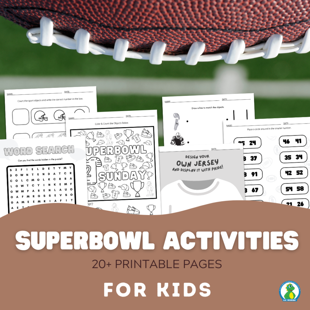 Super Bowl Printable Activity – Digital Bundle - Lil' Iguana