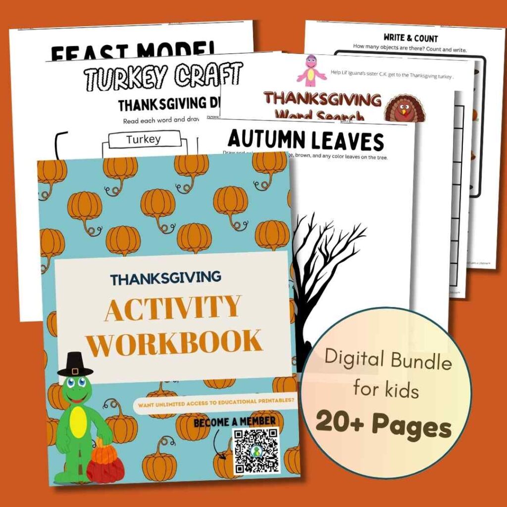 Thanksgiving Day Fun Printable Bundle for Kids 🦃