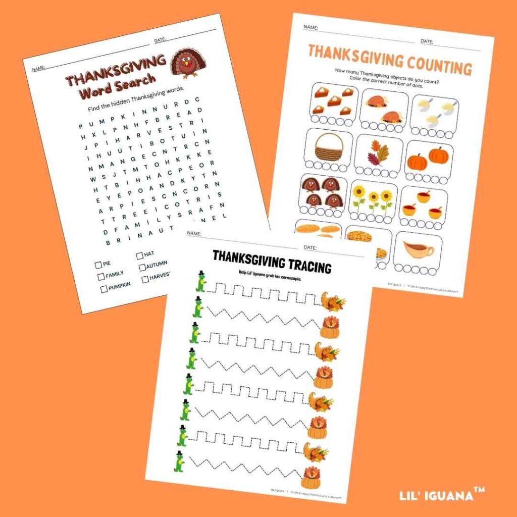 Thanksgiving Day Fun Printable Bundle for Kids 🦃